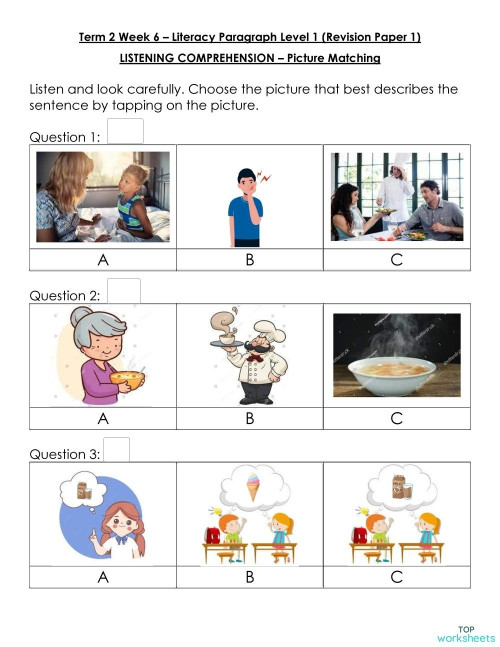 Term 2 Week 6 - Revision Paper 1 Listening Comprehension (PICTURE ...