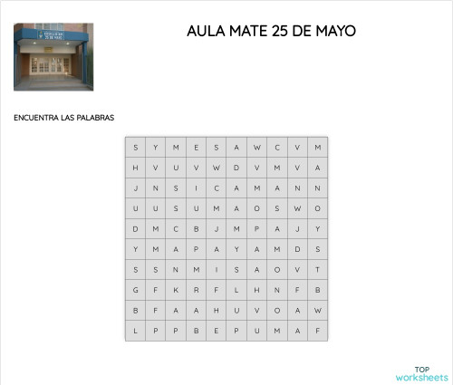 AULA MATE 25 DE MAYO. Ficha interactiva | TopWorksheets