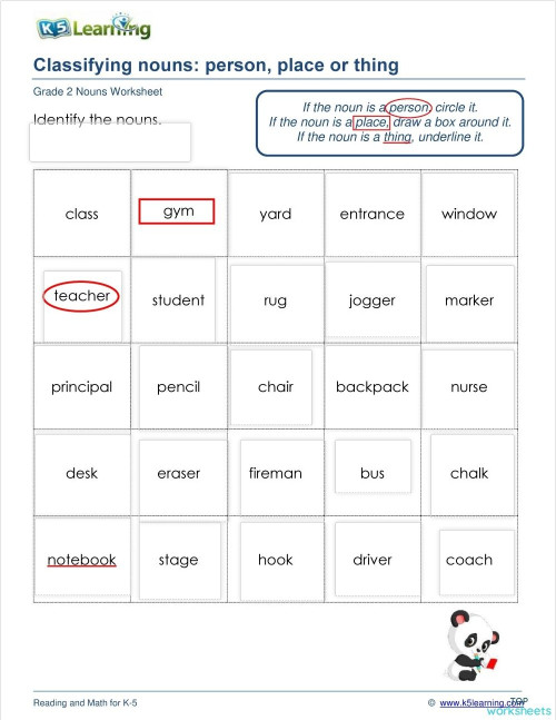 3rd Grade ELA Nouns. Interactive worksheet | TopWorksheets