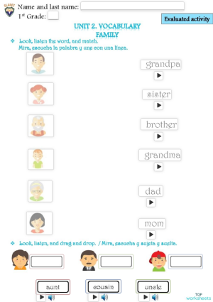 1st G. Unit 2. Vocabulary. Evaluated activity. Interactive worksheet ...