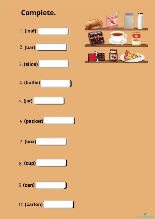 Containers. Interactive worksheet | TopWorksheets
