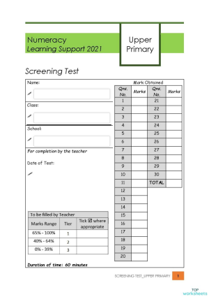 Upper Primary Post Test LS. Interactive worksheet | TopWorksheets