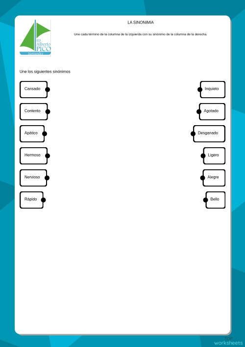 LA SINONIMIA. Ficha interactiva | TopWorksheets