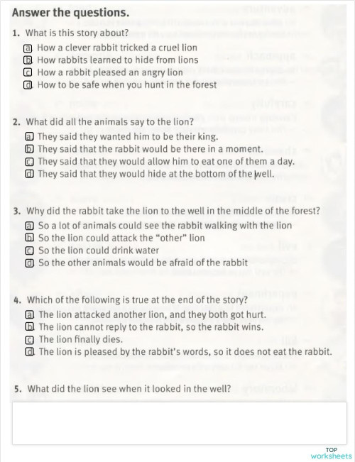 The lion and the rabbit. Interactive worksheet | TopWorksheets