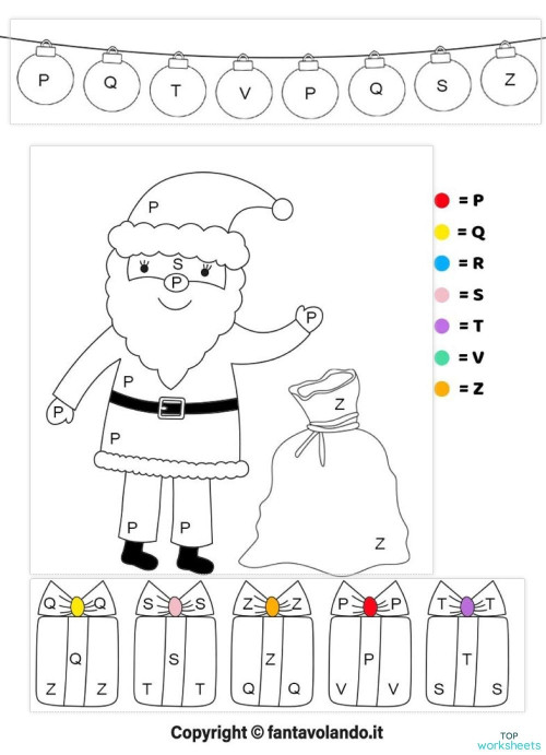 COLORA BABBO NATALE CONSONANTI. Scheda interattiva | TopWorksheets