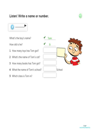 write a name or number. Interactive worksheet | TopWorksheets