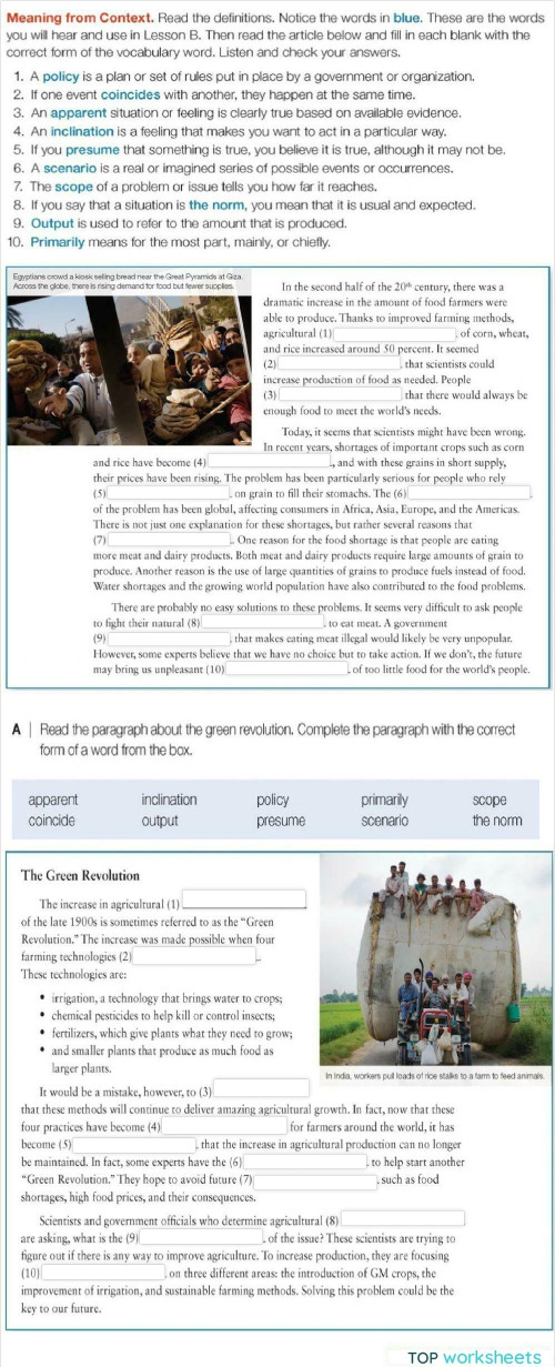 ALS 3 unit 10 vocabulary 2. Interactive worksheet | TopWorksheets