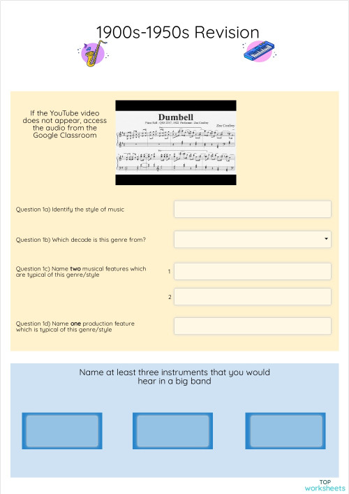 1900s-1950s Revision. Interactive worksheet | TopWorksheets