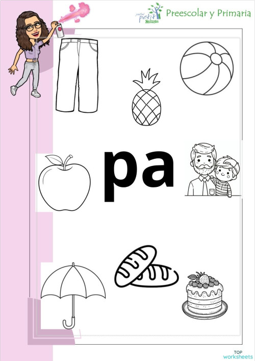 colorea los objetos que comienzan con la silaba ¨pa¨. Interactive ...