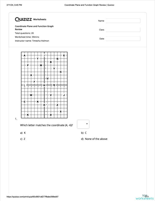 Coordinate Plane and Function Graphs Review. Interactive worksheet ...