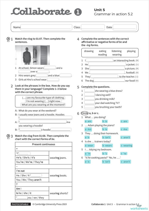 Collaborate 1 - Grammar In Action 5.1 - Present Continuous. Interactive ...