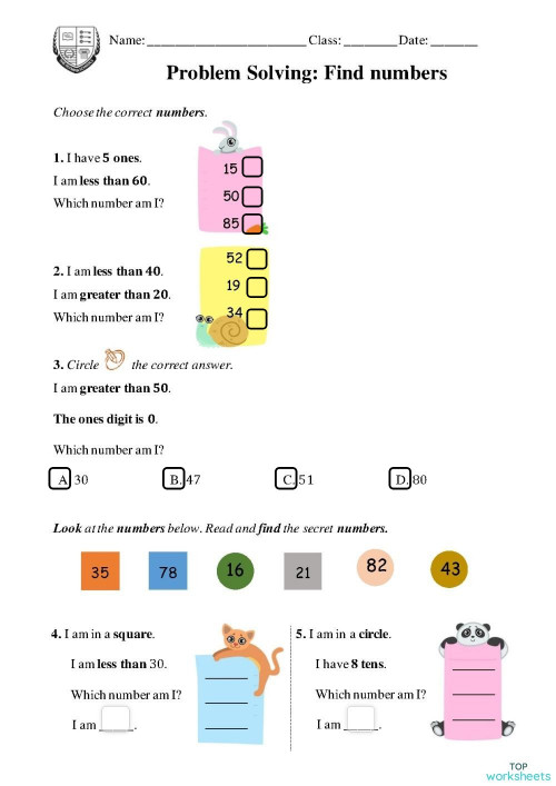 W22_60_PTC Tìm số. Interactive worksheet | TopWorksheets