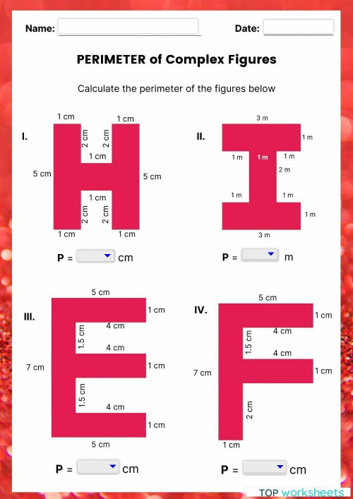 Perimeter of Complex Figures. Interactive worksheet | TopWorksheets