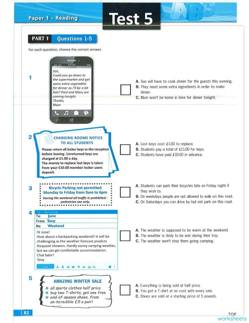 B1 - Simply - Test 5. Interactive worksheet | TopWorksheets