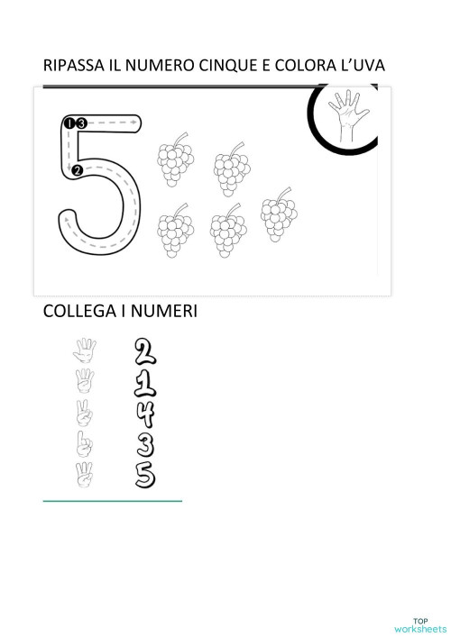 SCRIVI IL NUMERO 5 E COLLEGA I NUMERI. Scheda interattiva | TopWorksheets