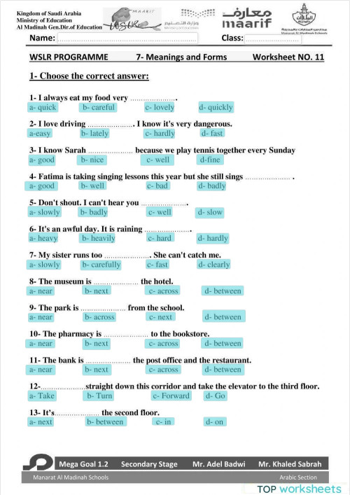 Mega Goal 1 Second Term Unit1 Meaning and forms 2. Interactive ...