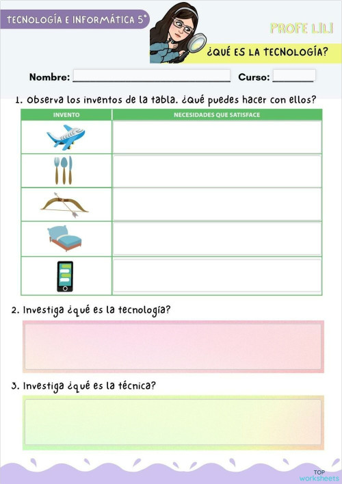¿Qué es la tecnología? 5° 1. Ficha interactiva | TopWorksheets