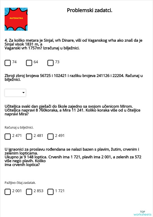 Interactive worksheets and online exercises in croatian | TopWorksheets