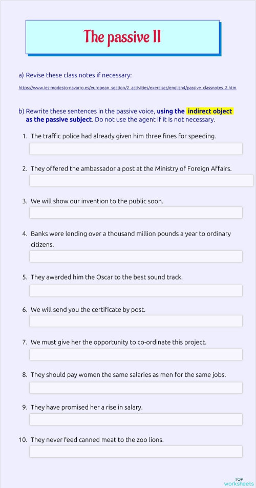 Passive voice II. Interactive worksheet | TopWorksheets