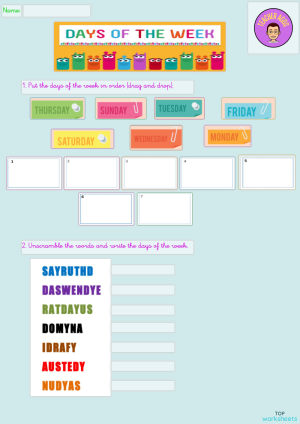 DAYS OF THE WEEK. Interactive worksheet | TopWorksheets