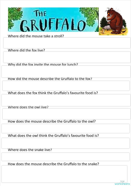 The Gruffalo Comprehension. Interactive worksheet | TopWorksheets