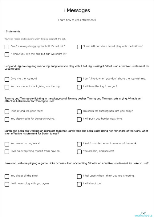 Peaceful Problem Solvers - i Messages. Interactive worksheet ...