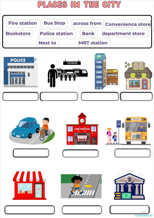Vocabulary Places in the city. Interactive worksheet | TopWorksheets