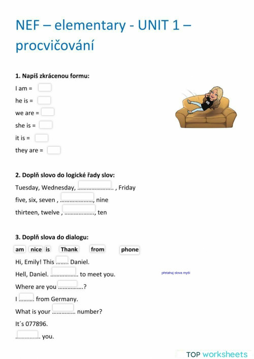 New English File elementary - unit 1. Interactive worksheet | TopWorksheets