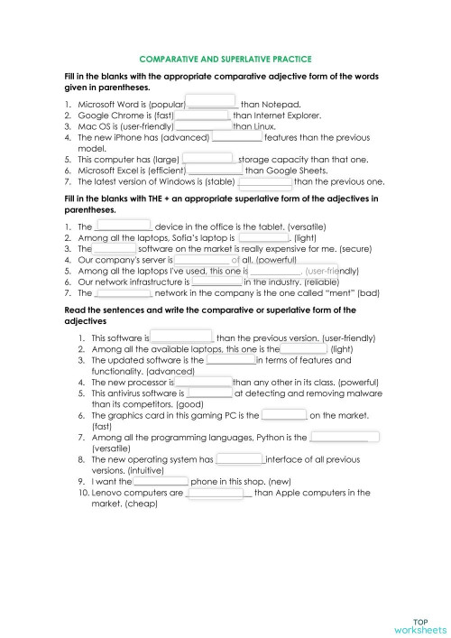 Comparative and superlative adjective practice. Interactive worksheet ...