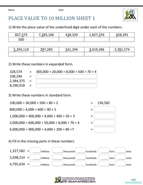 Place Value Revision. Interactive worksheet | TopWorksheets