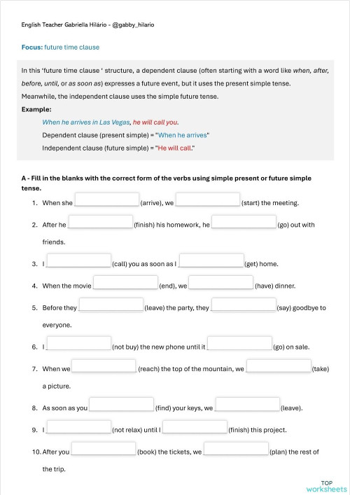 LH GE 1 - 33 - Future time clause - Reading and Writing. Interactive ...