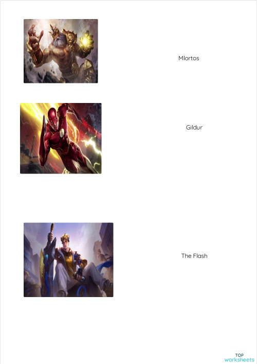 rov characters. Interactive worksheet | TopWorksheets