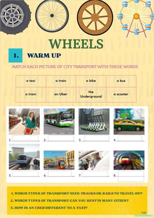 WHEELS A1 - A2. Interactive worksheet | TopWorksheets