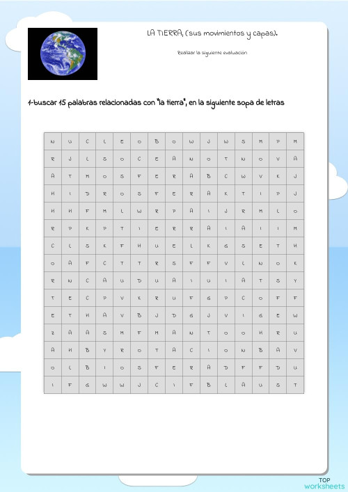 LA TIERRA, (sus movimientos y capas).. Ficha interactiva | TopWorksheets