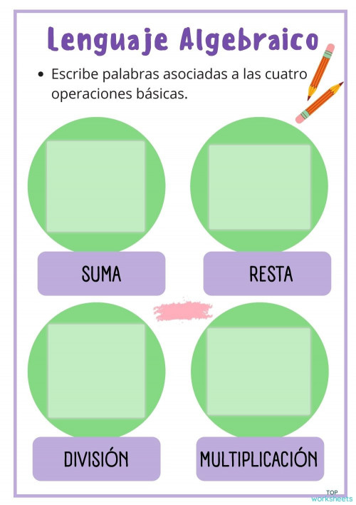 Lenguaje Algebraico. Ficha interactiva | TopWorksheets
