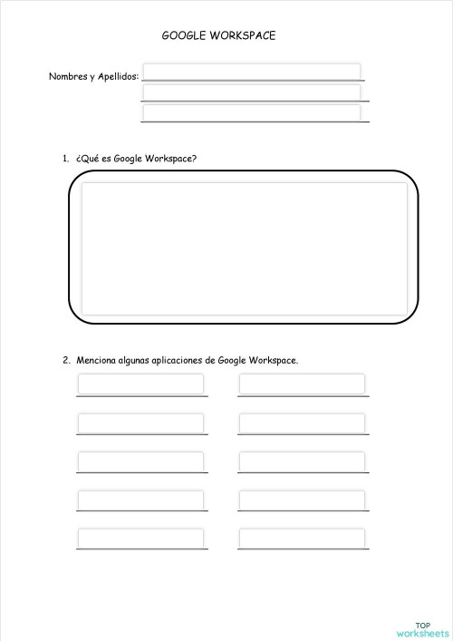 Google Workspace. Ficha interactiva | TopWorksheets