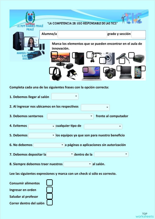 Ofimática: fichas interactivas y ejercicios online | TopWorksheets