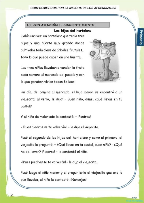 LECTURA 4TO GRADO. Ficha interactiva | TopWorksheets