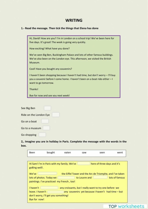 Writing unit 6. Interactive worksheet | TopWorksheets