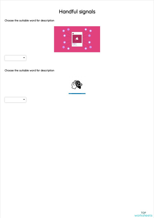 Handful signals. Interactive worksheet | TopWorksheets
