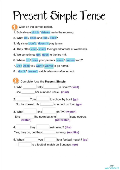 PRACTICE EXERCISE PRESENT AND PAST SIMPLE. Ficha interactiva | TopWorksheets