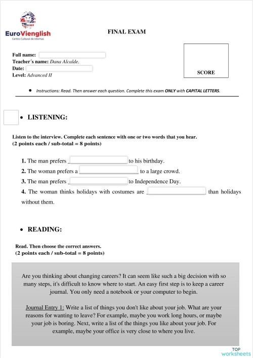 Final Exam A2 We Interactive Worksheet Topworksheets 