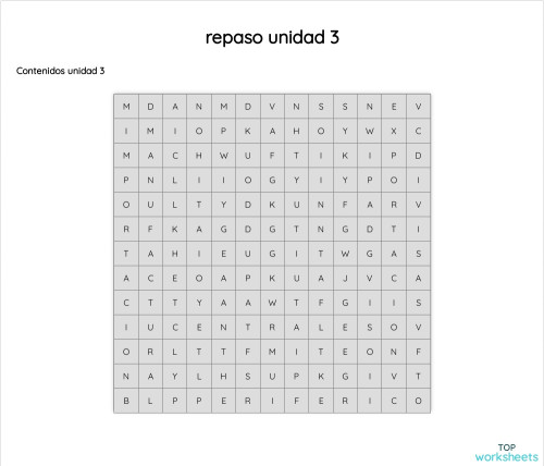 repaso unidad 3. Ficha interactiva | TopWorksheets
