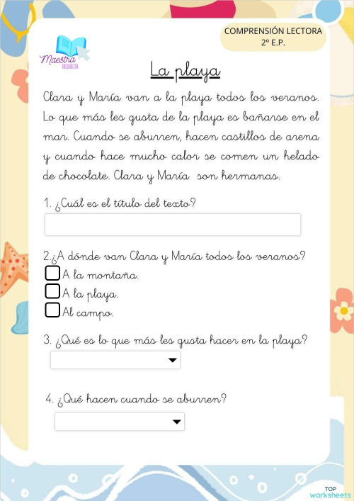 COMPRENSIÓN LECTORA 2º E.P. 1. Ficha interactiva | TopWorksheets