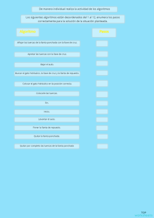 EJERCICIO DE ALGORITMOS. Ficha interactiva | TopWorksheets