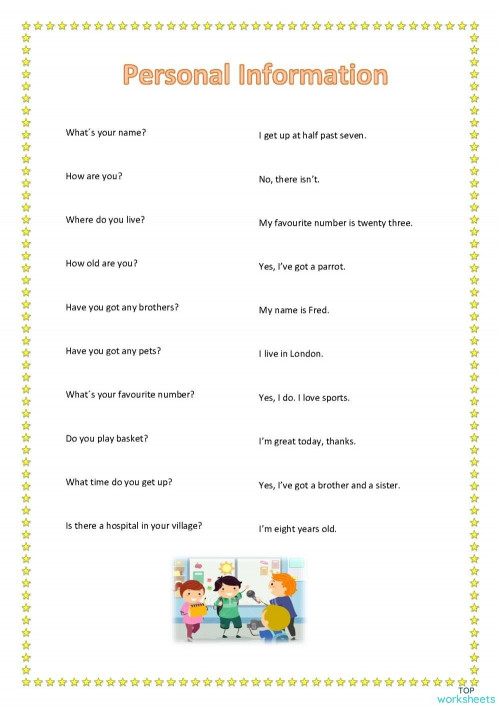 Personal Information. Interactive worksheet | TopWorksheets