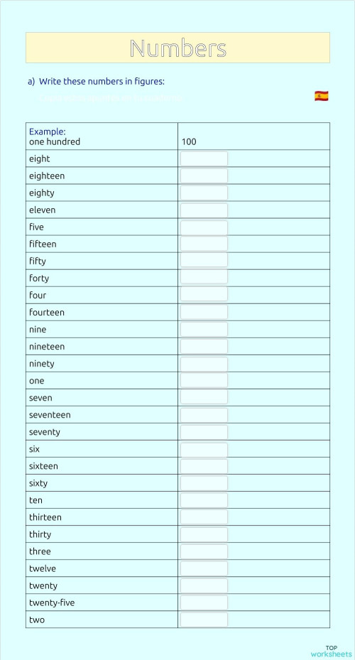 Numbers 20-100. Interactive worksheet | TopWorksheets