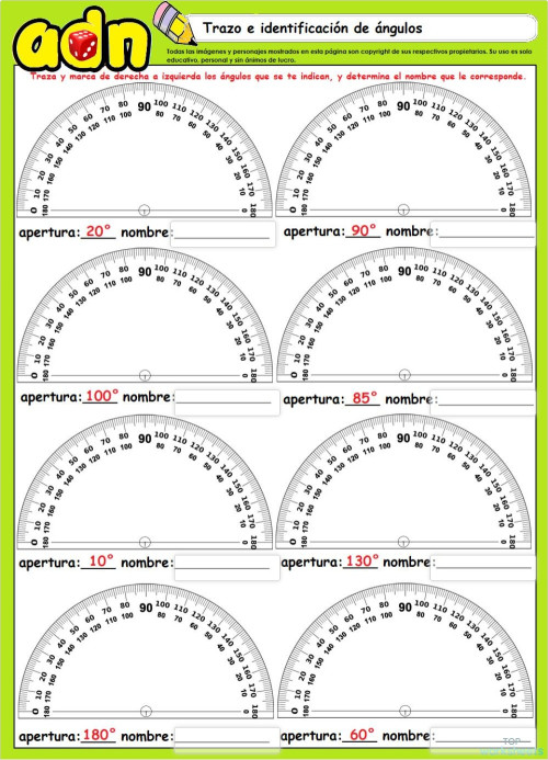 Clasificación de ángulos según medida. Ficha interactiva | TopWorksheets