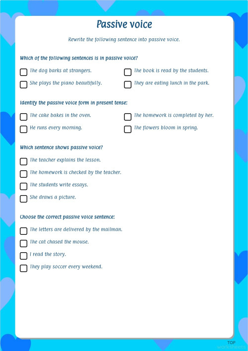 Passive voice. Interactive worksheet | TopWorksheets
