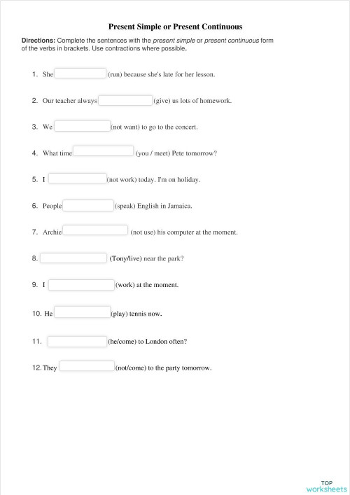 Present Simple vs Present Continuous (Copied). Interactive worksheet ...